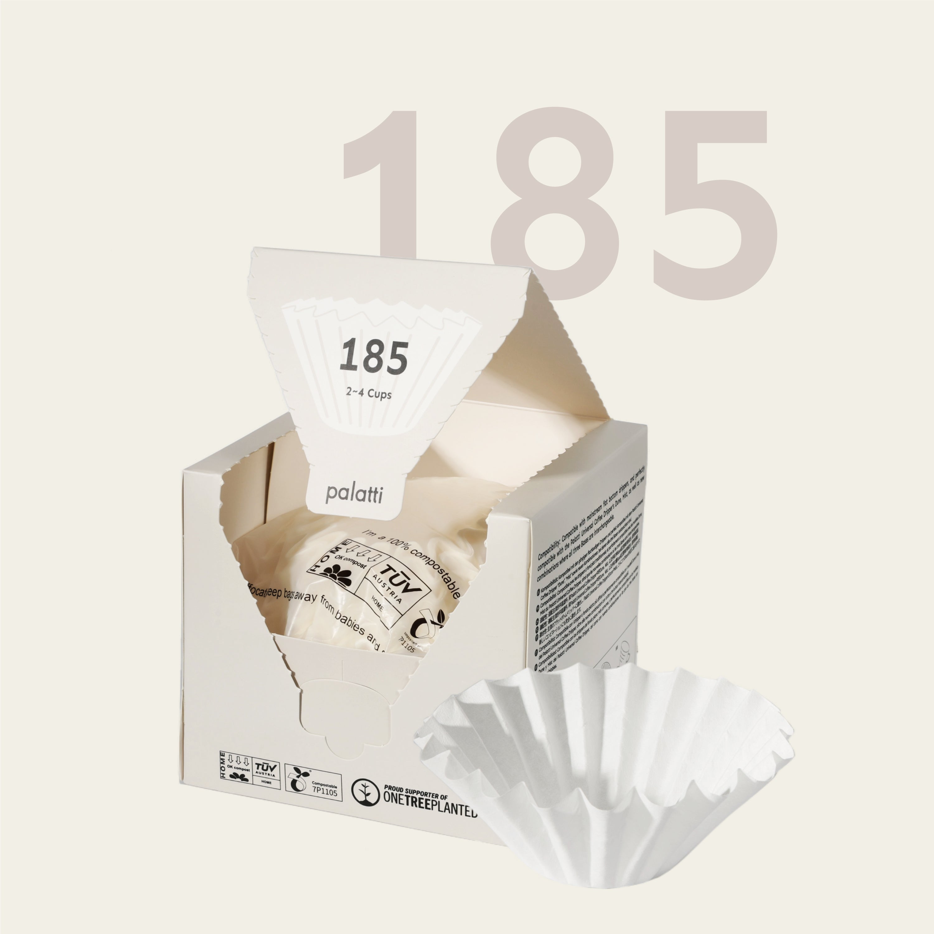 Palatti 185 - Flat Bottom Coffee Paper Filters (2 Packs / 200 pcs)